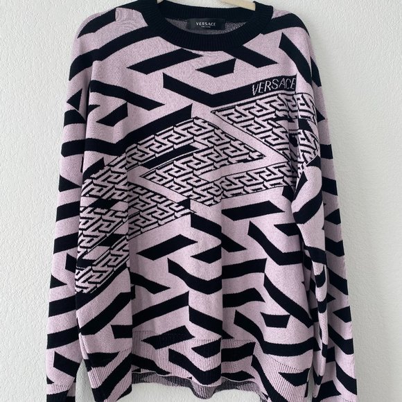 Versace | Sweaters | Versace Mens Greca Monogram Sweater | Poshmark